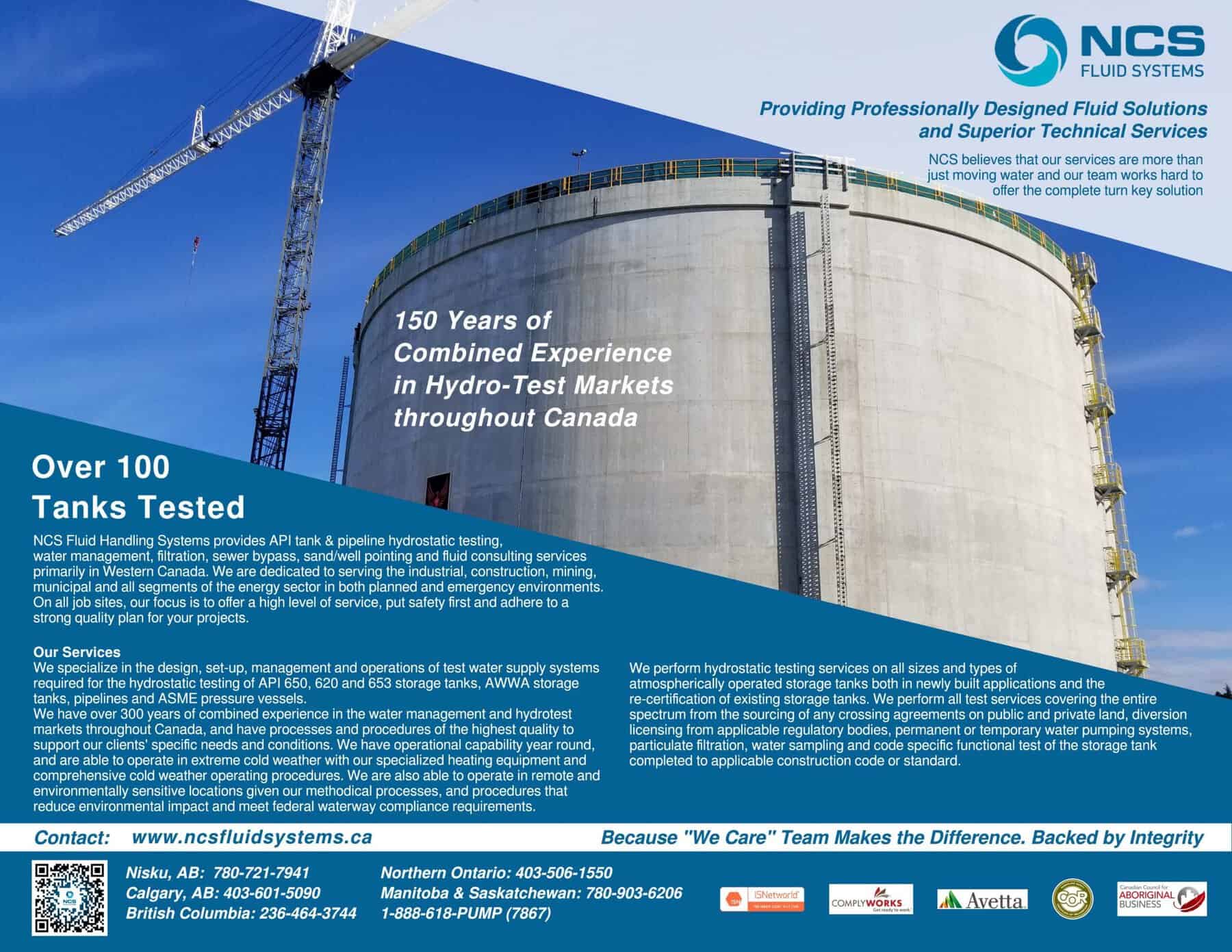 API 650 & 653 Hydro Testing - NCS Fluid Handling Systems